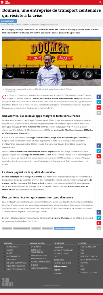 Doumen, une entreprise de transport centenaire qui résiste à la crise ...